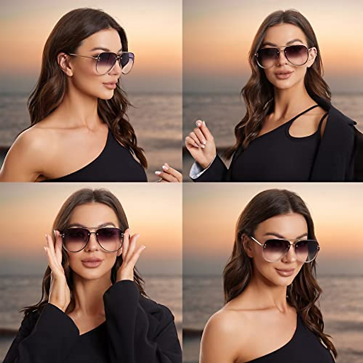 VIVIENFANG Oversized Aviator Sunglasses Womens Trendy 2025 Big Gold/Gradient PC Lens Desinger Sun Glasses for Women 87247E