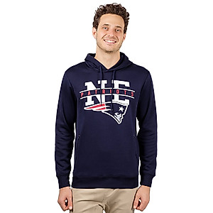 Ultra Game NFL New England Patriots Mens Fleece Hoodie Pullover Sweatshirt Zipper Pocket, Charcoal Heather, Large