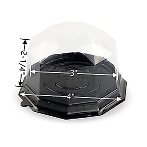 50 Pack Diam 3 inch X Height 2-1/4 inch of Clear plastic mini cake box muffins box cookies cookies muffins dome box wedding birthday gift box -With 50 plastic box stickers