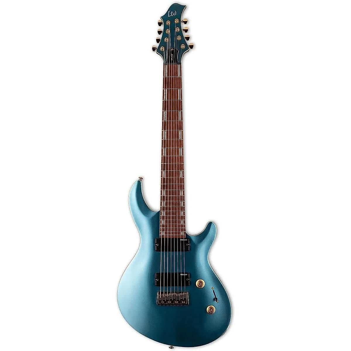 ESP 8 String LTD JR-208 Javier Reyes Signature Series Electric Guitar, Pelham Blue, Right, (LJR208PB)