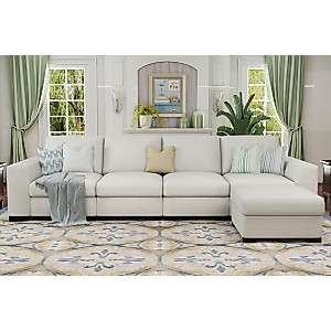 Youmumeub Oversized Modular Sectional Couch with 4 Lumbar Pillows, L Shaped Couches for Living Room, 130" 4 Seater Sofas with Storage Ottoman U Shaped Sofa, Beige