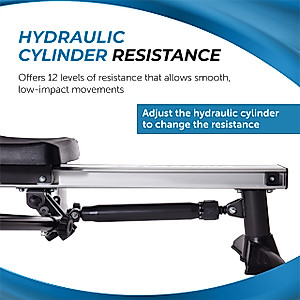 Stamina BodyTrac Glider 1052 Hydraulic Rowing Machine with Smart Workout App - Rower Workout Machine with Cylinder Resistance - Up to 250 lbs Weight Capacity