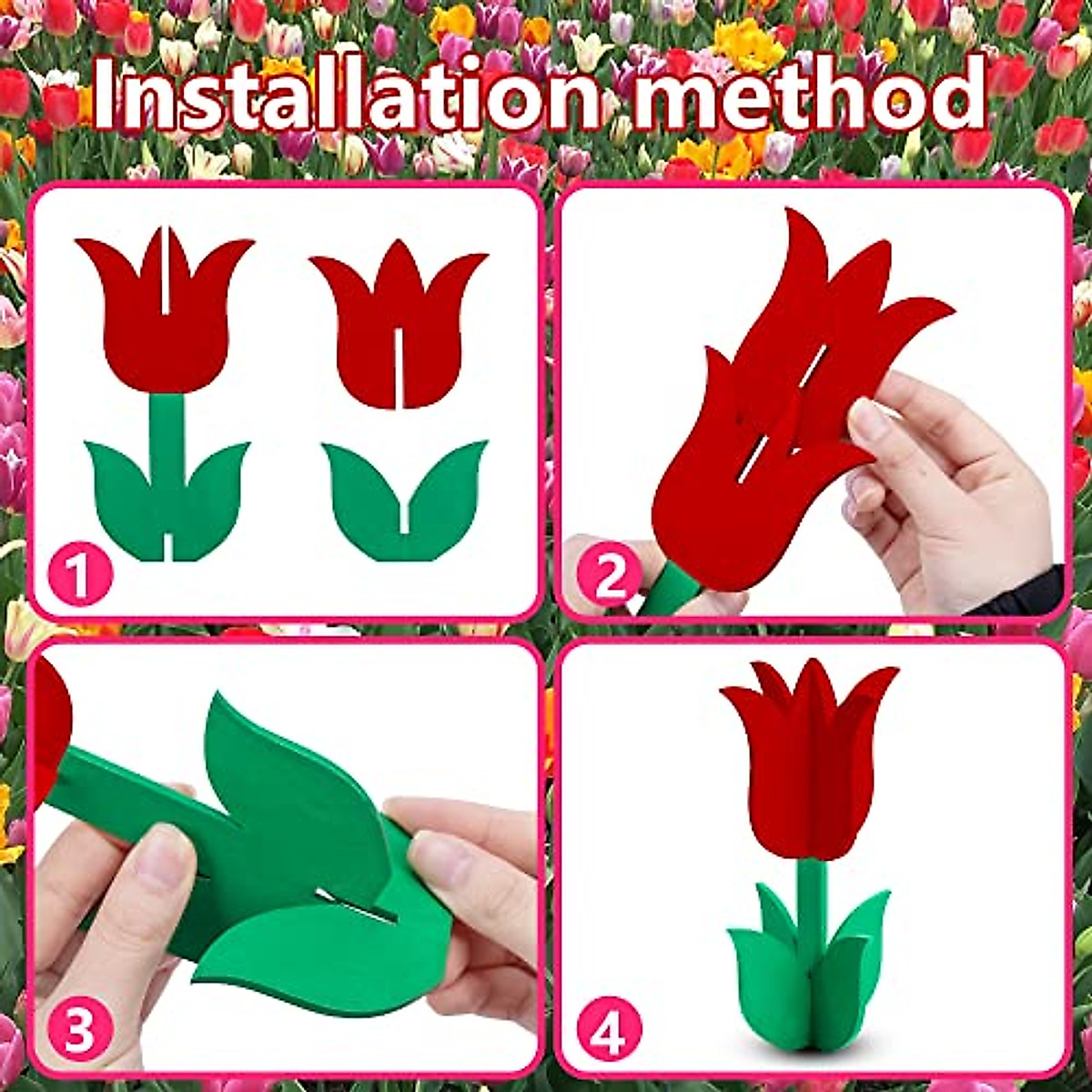 8 Pieces Farmhouse Tulips Tiered Tray Decor- Wooden Tulips Table Decorations, Spring Centerpieces Craft Ornaments for Home Farmhouse