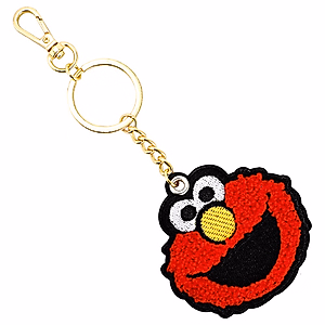 Elmo Chenille Embroidered Patch Gold Hardware Keychain