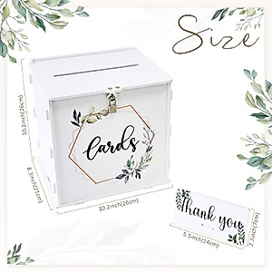 OurWarm White Wedding Card Box with Lock, PVC Gift Card Box for Wedding Reception, Eucalyptus DIY Wedding Envelope Money Card Box for Party Graduation Baby Shower Birthday Decorations