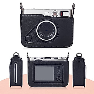 Phetium Protective Case Compatible with Fujifilm Instax Mini EVO Hybrid Instant Camera-PU Leather Bag with Adjustable Shoulder Strap (Black)
