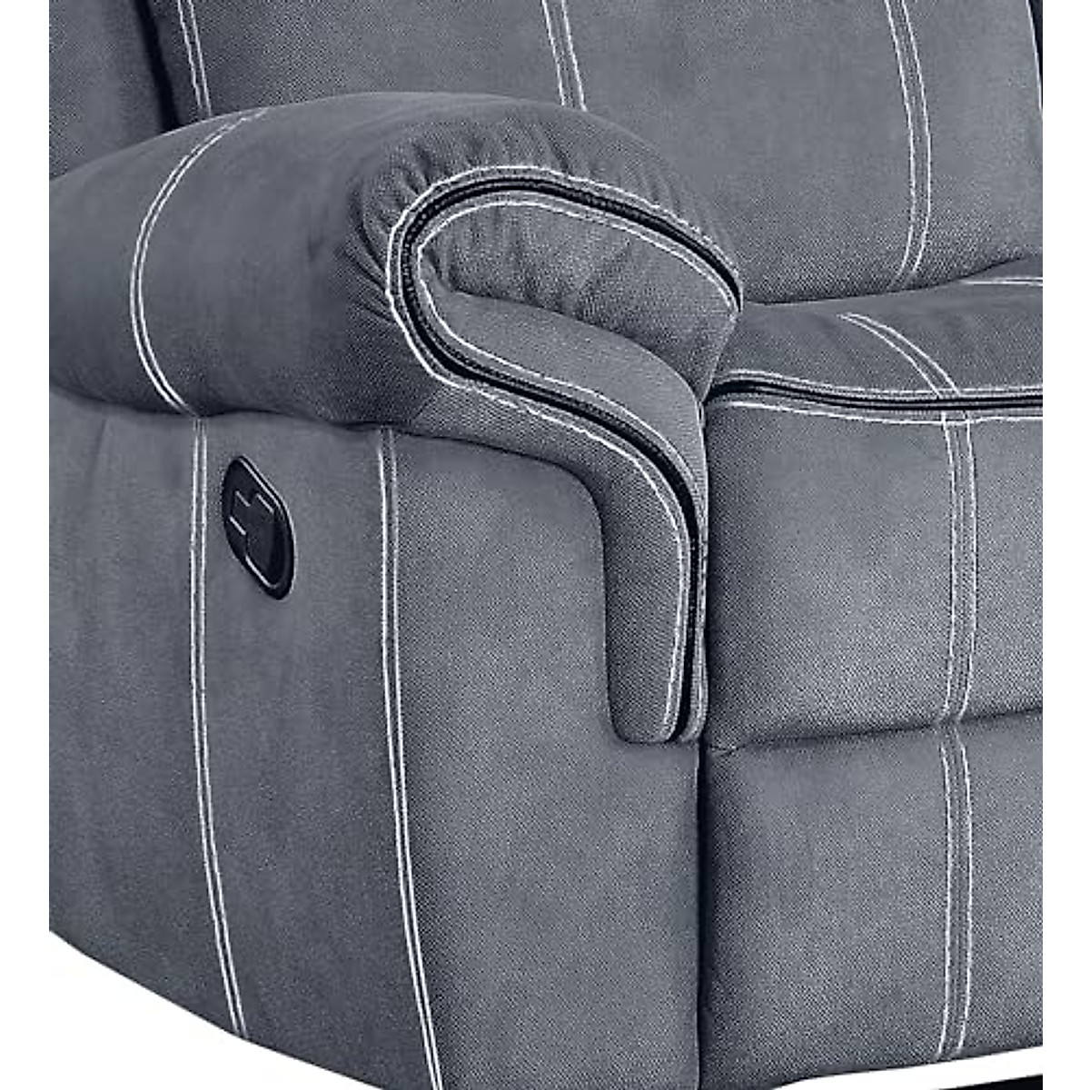 Acme Furniture Zubaida 41" x 87" Modern Velvet Reclining Sofa with USB Dock, 1 Storage Drawer, Tight Back & Seat Cushion, in 2-Tone Gray Finish