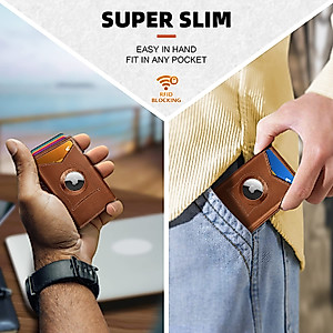 KEMISANT Airtag Wallet Men Gift,Mens Slim Front Pocket Wallet Money Clip Standard or Apple Airtag Use 3.8"×2.8"×0.9"