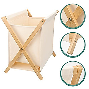 Wood Laundry Hamper Sorter Cart Folding Large Laundry Hamper Bamboo Laundry Baskets with Stand for Blankets Clothes Pillows Towels Baby Nursery Wood X- Frame Laundry Hamper