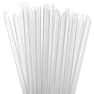 RENYIH 400 Pcs Clear Boba Straws Jumbo Smoothie Straws,Individually Wrapped Disposable Plastic Large Wide-mouthed Milkshake Drinking Straws (0.43" Wide X 9.45" Long)