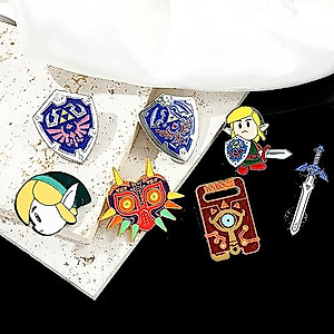 Zelda Game Enamel Pin Set - Zelda Gaming Collectible 7Pcs Shield and Sword Lapel Pins, Cosplay Brooch Gift for Women Men Game Lover