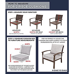 Honeycomb Outdoor Textured Solid Platinum Grey Deep Seating Patio Cushion Set: Resilient Foam Filling, Weather Resistant and Stylish Set, Seat: 24" W x 23" D x 6.5” T; Back: 27" W x 24” L