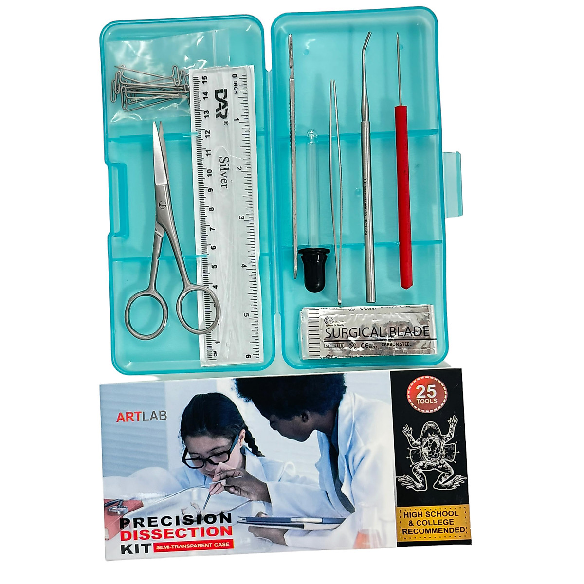 ArTLaB-Advanced Precision Dissection Kit - 25 pieces total. Stainless Steel Instruments perfect for Anatomy, Biology, Botany, Veterinary and Students -Dissecting Kit set