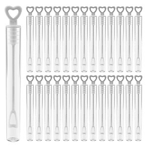 Faxco 50 PCS Bubble Wand, White Heart Bubble Stick Tube, Wedding Bubbles Toy, Party Favors for Anniversaries, Valentine's Day, Festival Gift(No Bubble Liquid)