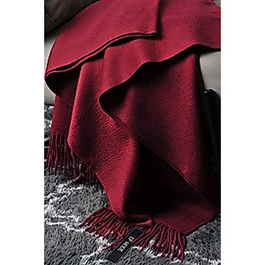 EP Mode 100% Pure Cashmere Throw Blanket for Sofa, Classic Design with Gift Box (Merlot)