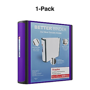 Staples 895621 Better 3-Inch Slant D 3-Ring View Binder Purple (20246)