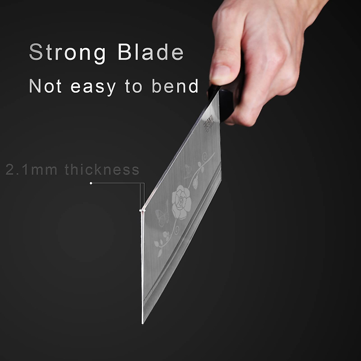 Meat Cleaver Knife 7.2 Inch, Ultra Sharp Chinese Chef's Knives, Full-tang Chopping Knife, 30Cr13 Steel Blade Thickness 2 mm, TJ SEGA Series TC17068