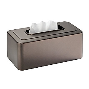 iDesign Olivia Tissue Box Cover Rectangle Boutique Box for Bathroom, Bedroom, Living Room, Bronze