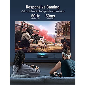 Paris Rhône Ultra Short Throw Laser Projector, 4K UHD Laser TV with HDR 10, 150 inches Display, 2000 ANSI Lumens, Integrated 50W Speakers with DTS and Dolby, MEMC, Smart Home Theater for Movies