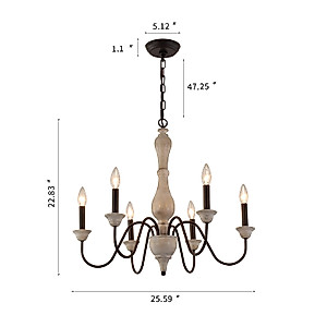 MEIXISUE French Country Chandelier,Farmhouse Vintage Antique Chandelier Pendant Light Fixtures for Kitchen Island Dining Room Living Room Foyer Entryway Office UL Listed