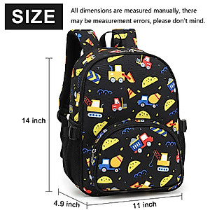 Kids Backpack Boys Girls Preschool Backpacks Toddler Bookbag Kindergarten Daycare Nursery School Bag with Chest Strap (Truck Black)