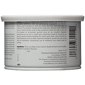No-Tweeze Hair Removal Wax - All-Natural Beeswax Formula, Strip-Free Waxing for Face, Eyebrow & Body, Easy to Use, Non-Sticky Residue, 14 oz