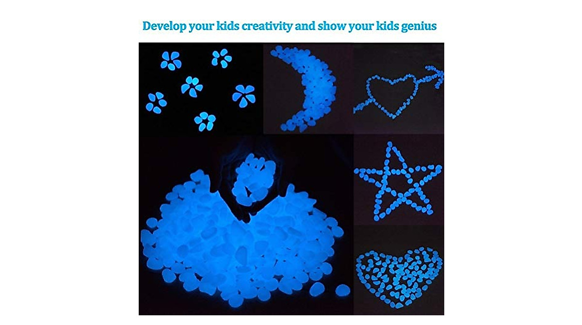 Glow in The Dark Pebbles Blue - 1000 Luxurious Luminescent Stones