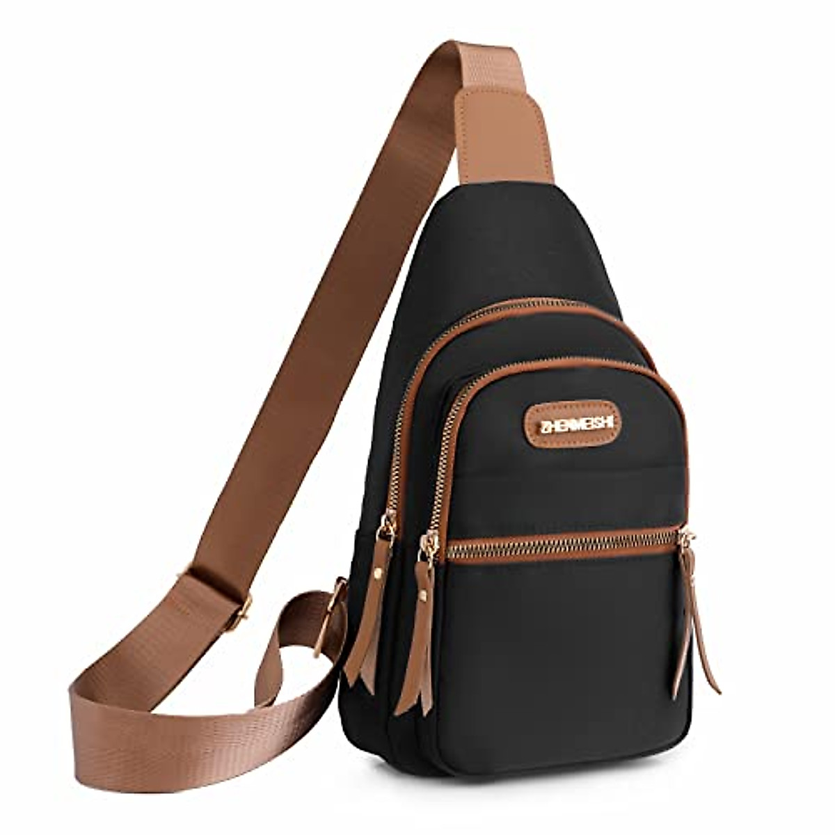 Small Sling Bag for Women, Crossbody Pack Sling Chest Bag for Women Men (Black)