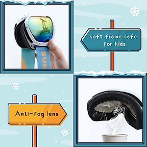 Supertrip Kids Ski Goggles, Anti-Fog Snow Snowboard Goggles for Kids Boys Grils Youth Age 5-15