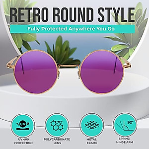Circle Sunglasses Round Glasses Circular Purple Accessories 70’s Women Tinted