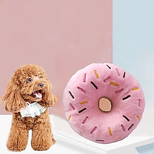 jeeone 1Pcs Donut Dog Toy Squeak Chew Toy Tooth Cleaning Dog Supplies, Bite-Resistant Golden Retriever Teddy Pet, Etc., Dog Training, Sofa Damage Prevention, Donut Pet Toy - Color Randomly