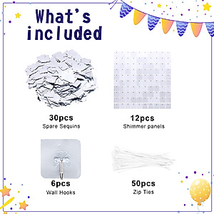 Shimmer Wall Backdrop Panels12 Silver Sequin Backdrop for Christmas Wedding & Engagement Party Bridal & Baby Shower Birthday Anniversary Background Home Decor