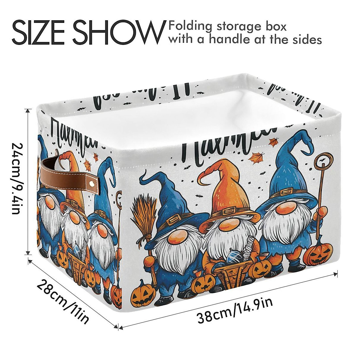 senya Halloween Storage Basket, Halloween Dwarf Foldable Fabric Collapsible Storage Bins Organizer Bag for Storage Clothes