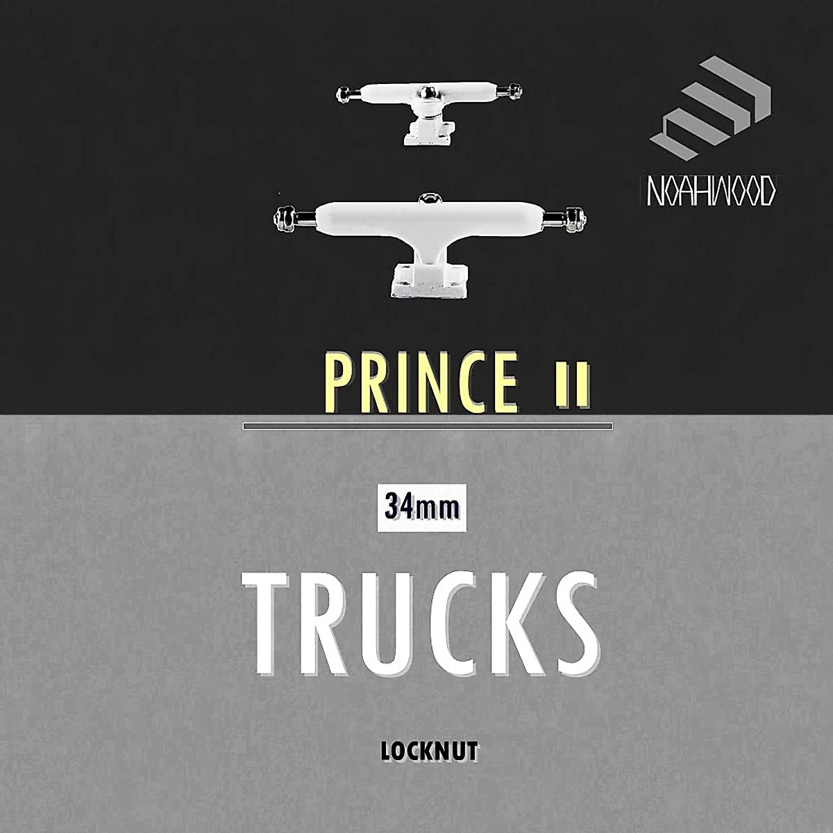 NOAHWOOD Fingerboards Parts Professional Prince II Trucks (34mm) + Update Self-locking Nuts (White)