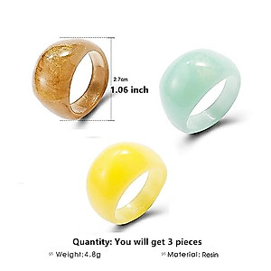 MOKAVIKY 25 Acrylic Resin Chunky Rings Set for Women Cute Rings (Brown Set)