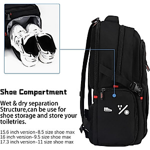 star cloud 18" Business Travel Laptop Backpack with USB Charging Port, Anti-Theft Dual Access Zippers, and Dedicated Shoe Compartment - Water-Resistant Sport Gym Backpack for College&Hiking&Camping