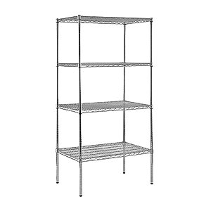 Sandusky Lee WS362474-C Chrome Steel Wire Shelving, 4 Adjustable Shelves, 800 lb. Per Shelf Capacity, 74" Height x 36" Width x 24" Depth, 4 Shelves