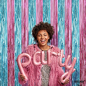 KatchOn, XtraLarge Pink and Blue Streamers - 8x3.2 Feet, Pack of 2 Gender Reveal Decorations | Baby Gender Reveal Backdrop Boy or Girl | Pink and Blue Backdrop for Pink and Blue Party Decorations