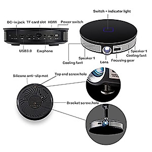 Thick Portable DLP Mini Projector 12000mAh Battery 1280x720P Android WiFi -Compatible Support 1080P 4K