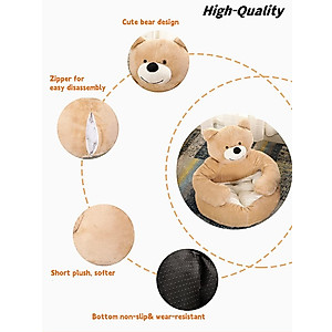 Cute Cuddler Bear Dog Beds, Super Soft Plush Pet Beds, Warming Comfy Calming Dog Bed, Warm Lovely Bear Hug Plush Nest Washable Cat Bed for Small Medium Dogs (Medium, Grey)