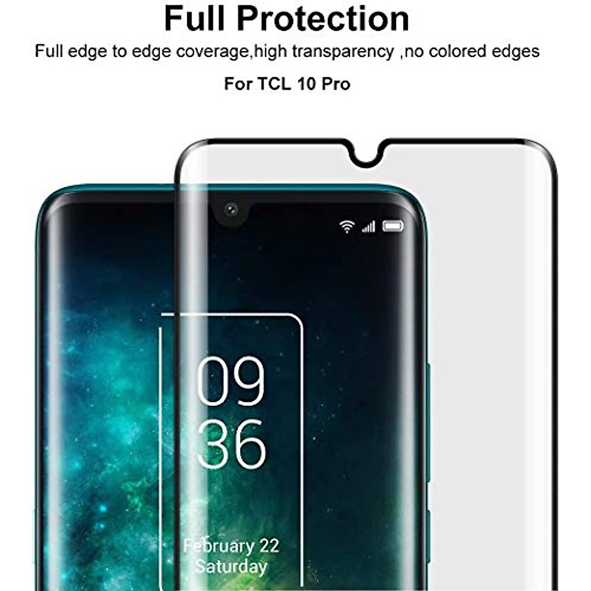 Phone Case for TCL 10 Pro (6.47"), with [1 x Tempered Glass Protective Film], KJYF Clear Soft TPU Shell Ultra-Thin [Anti-Scratch] [Anti-Yellow] Case for TCL 10 Pro - Transparent