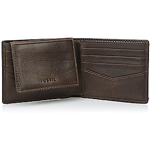 Fossil Men's Derrick Leather RFID-Blocking Bifold Passcase with Removable Card Case Wallet, Dark Brown, (Model: ML3771201)