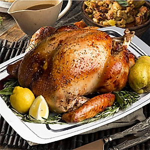 WALNUTA Stainless Steel Turkey Dish Roast Chicken Plate Rack Bakeware Tray Barbecue Baking Molds (Color : As Shown, Size : One Size)