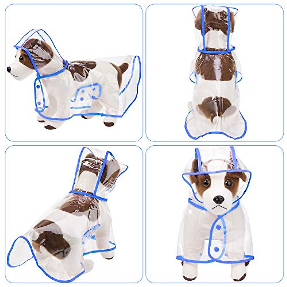 2 Pieces Pet Dog Raincoat Clear Pet Waterproof Clothes Hooded Rain Jacket Plastic Puppy Rain Poncho Pet Rainwear for Small Medium Dog (Blue and Green,S)