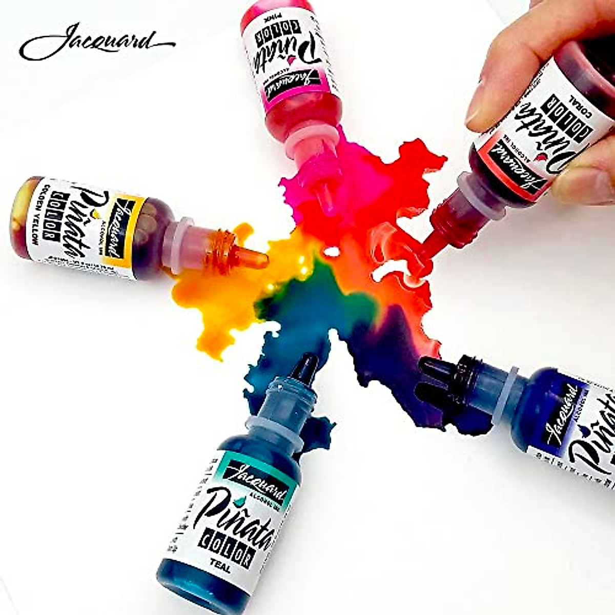Pinata Rich Gold Alcohol Ink 4-Ounce, Pixiss 20ml Needle Tip Applicator Bottle and Funnel, Bundle for Yupo and Resin