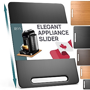 Ibyx Elegant Sliding Tray for Your Coffee Maker & Heavy Kitchen Appliances - Sturdy, Slides Easily from Under The Cabinet (Black, Medium - Long (9.5” X 14”))