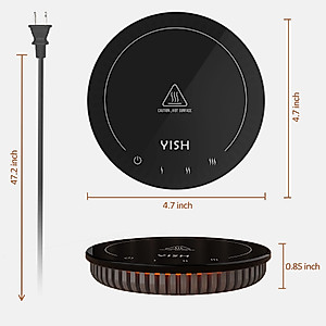 Candle Warmer, YISH Flat Bottom Coffee Mug Warmers for Desk, 25W Electric Tea and Espresso Beverage Warmers for Home and Office, Cup Warmer Auto Shut Off with 3 Temperature Setting (Y130US)