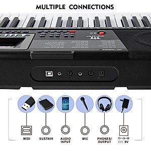 MUSTAR Piano Keyboard, 61 Key Keyboard Piano with Light Up Keys, Electric Piano Portable Piano Keyboard for Beginners with Stand, Sustain Pedal, Headphones, Microphone