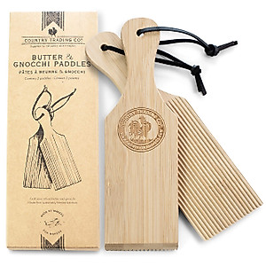 Gnocchi Boards and Wooden Butter Paddles to Easily Create Authentic Homemade Pasta and Butter Without Sticking - Set of 2 Makers - 9.5 inches