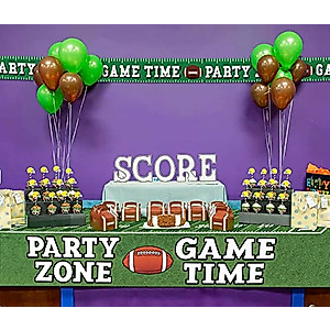 Football Party Banner | (2 Pcs) 8” Inch Tall X 25’ Feet Long | Football Banner Tape Decoration | Football Game Time, Party Zone Plastic Banner Tape | Football Party Tailgate Decorations | By Anapoliz